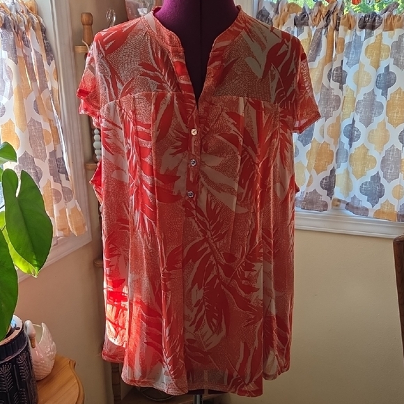 Cocomo | Tops | Cocomo Orange Boxy Blouse With Mandarin Collar A | Poshmark